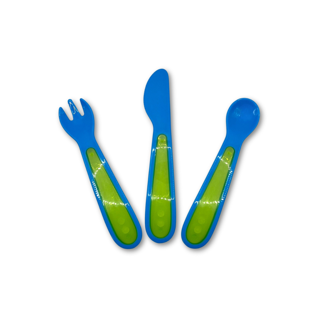Primer Set de Cubiertos Plásticos - Azul | The Baby Nation – Mamás Mateas